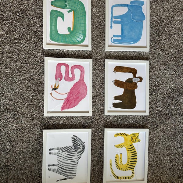 Colorful Jungle Animals Printables, Safari Wall Art Illustrations ...