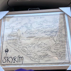 Map of Skyrim: Aged, Handmade, Hand Drawn, Authentic Gift, Fantasy Art ...