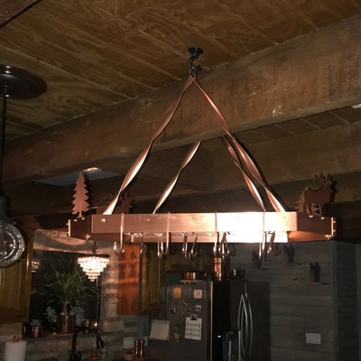 Solid Copper Hanging Pot Rack - Etsy
