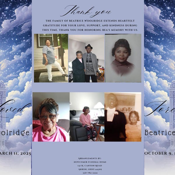 Heavenly Funeral Program Canva Template Editable Blue Memorial Service ...