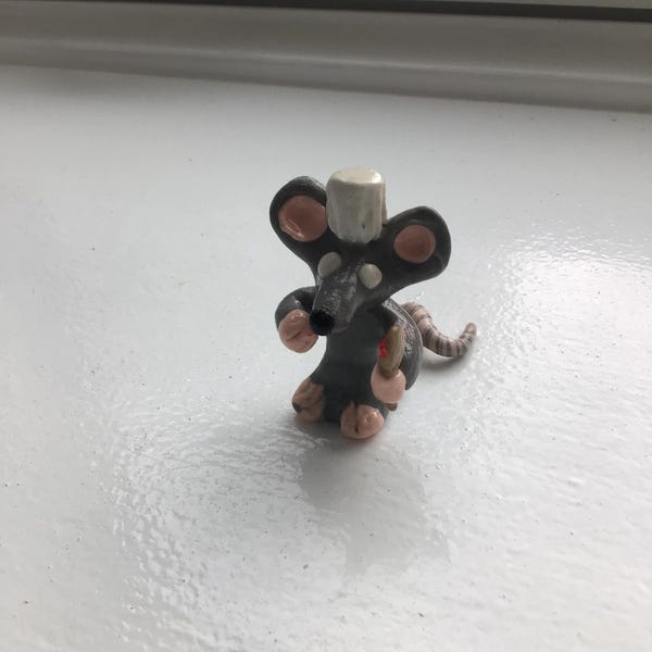 Miniature Ceramic Ratatouille Chef Rat, Kitchen Buddy, Fairy Garden ...