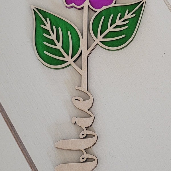 Flower Laser Cut Out Art Gift Day Acrylic Wood Personalized Flower With ...