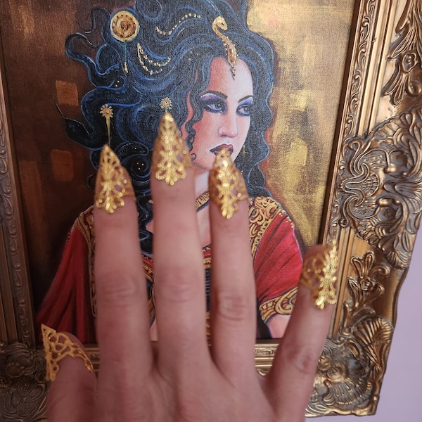 Gold Claw Ring, Nail Ring Claw, Finger Nail Armor, Wudu Press on Nails ...