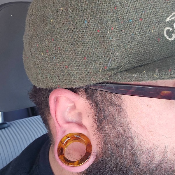 Plugs Tunnel[amber Color]-plugs Custom/plugs Smoke/plugs Resin - Etsy