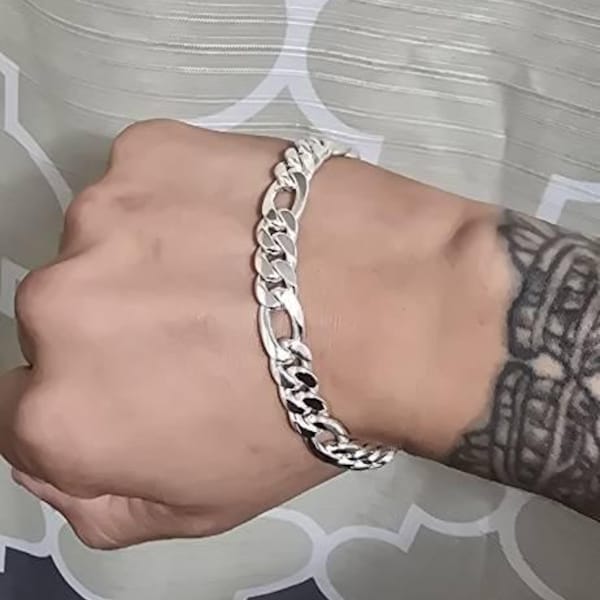 10 Mm 999 Silver Bracelet, Figaro Chains Silver, Handmade Jewelry. - Etsy
