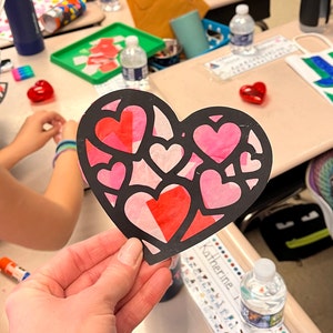 Valentine Heart Kid's Craft Stained Glass Suncatcher Kit Paper Crafts ...
