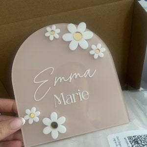 Daisy Baby Announcement Sign, Baby Photo Prop, Nursery Decor, Baby Name ...