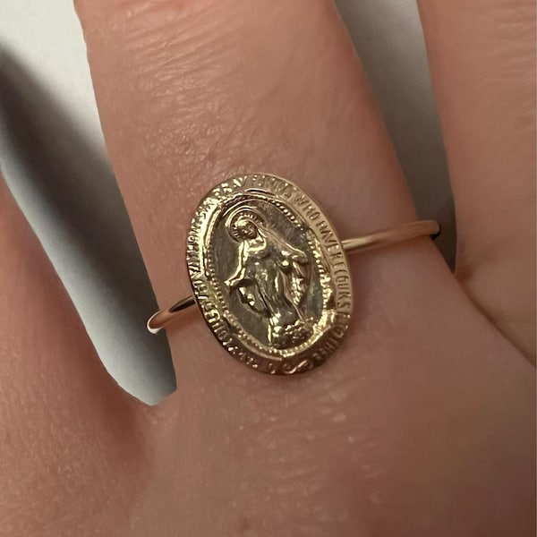 Virgin Mary Ring | Religious Jewelry | Mary Ring in Gold Filled and ...