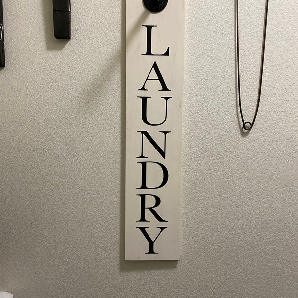 Laundry Sign With Hanging Pole | Rustic Laundry Room Hanger | Farmhouse ...
