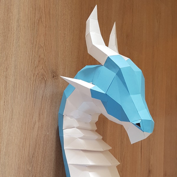 Paper Craft Dragon Head, Papercraft Trophy Dragon Mask DIY, 3D Origami ...