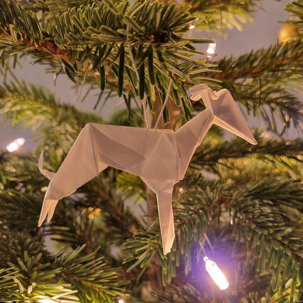 Origami Whippet/greyhound/sighthound - Includes Base, Hanging Loop and ...