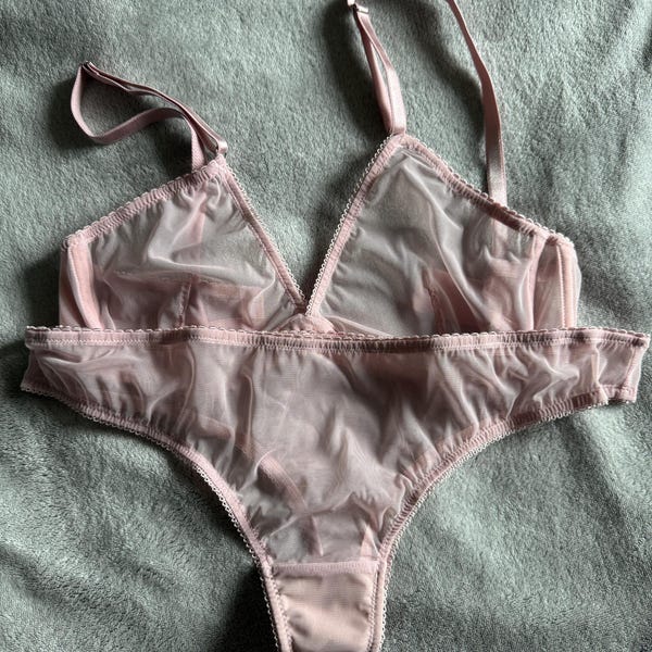 Sheer Bra Sissy Transparent Lingerie Mesh Lingerie Sets Blue Plus Size Lingerie See Through ...