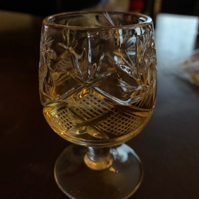 Set of 2 NEW Russian European Cut Crystal Tea Glasses 8.5 Oz. W/metal ...