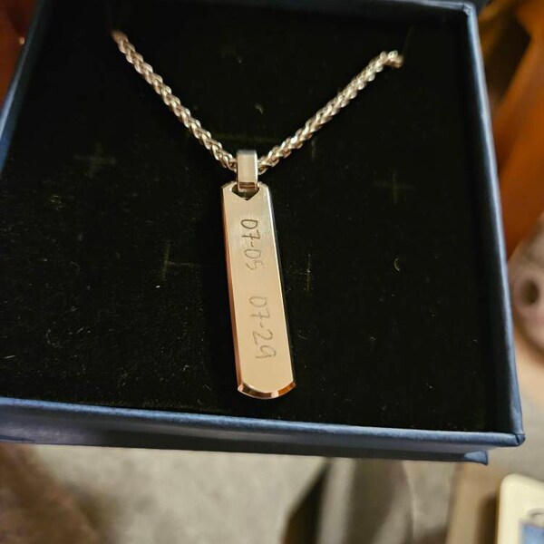 Engraved Necklace for Men, Personalized Engraved Necklace, Customized ...
