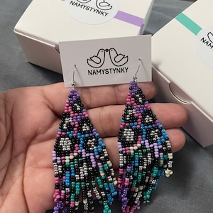 Blueberry Beaded Earrings Bilberry Beadwork Earrings Berry - Etsy