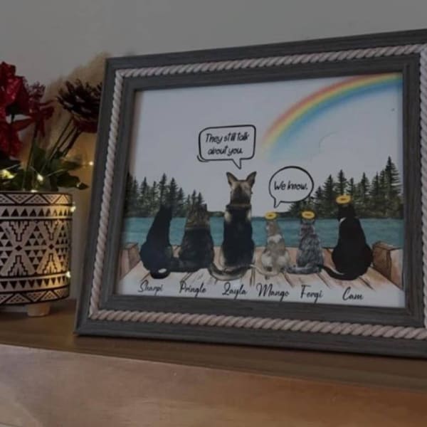 Custom Cat Portrait Digital File Print Cat Memorial Wall Art ...