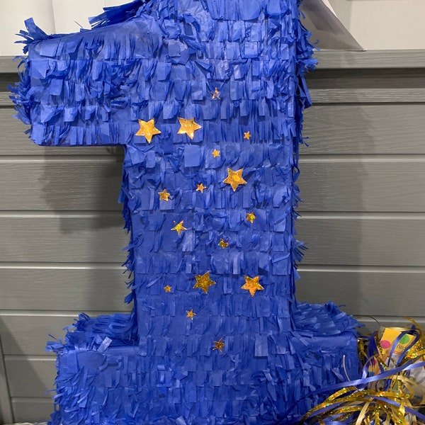 Royal Blue and Gold Crown Number One Pinata for Prince King Little ...
