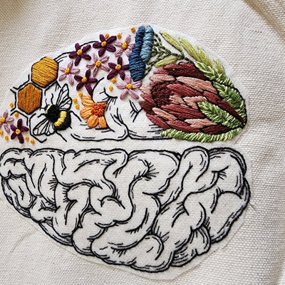 Hand Embroidery Pattern BRAIN'S GARDEN, Anatomical Brain PDF Embroidery ...