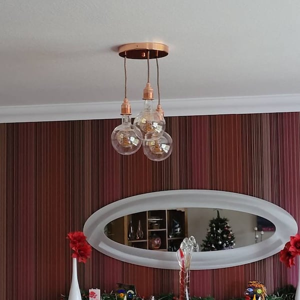 Pewter 3 Pendant Ceiling Light (without Bulbs) - Etsy UK