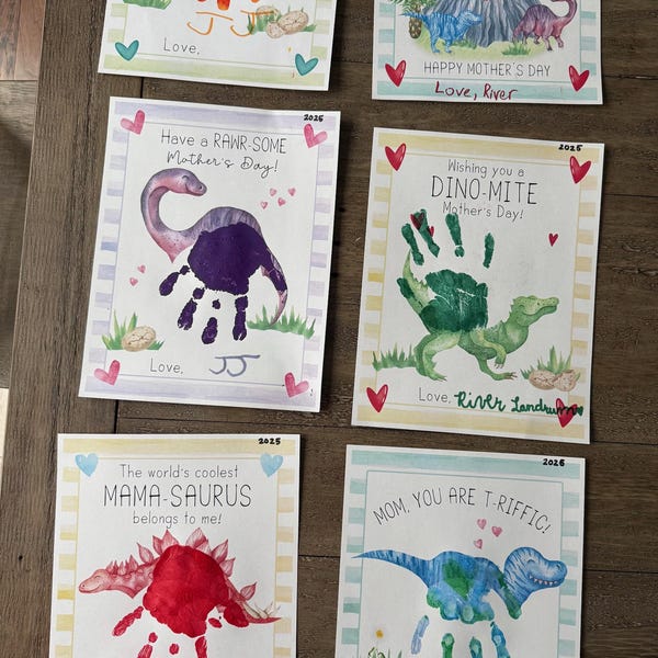 Dinosaur Mothers Day Printable Set, Mother Day Cards for Kids, Toddler ...