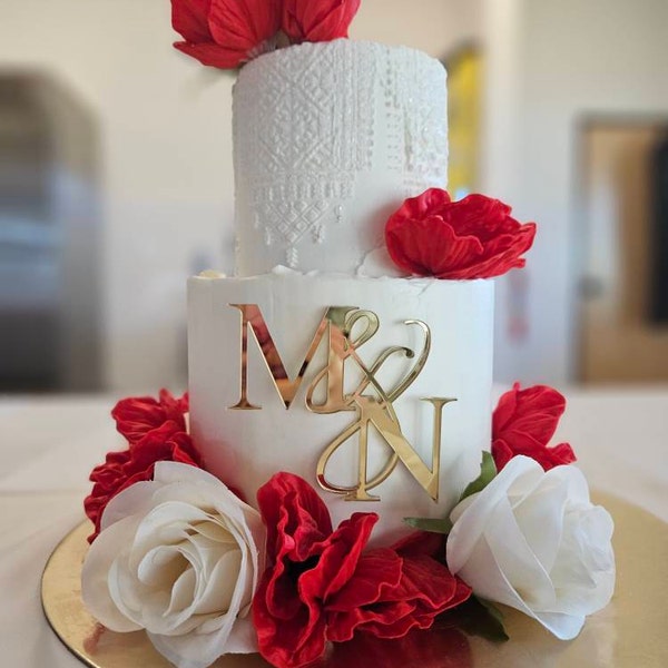 Wedding Initials Cake Charm Topper | Bold Letter Cake Topper | Wedding ...
