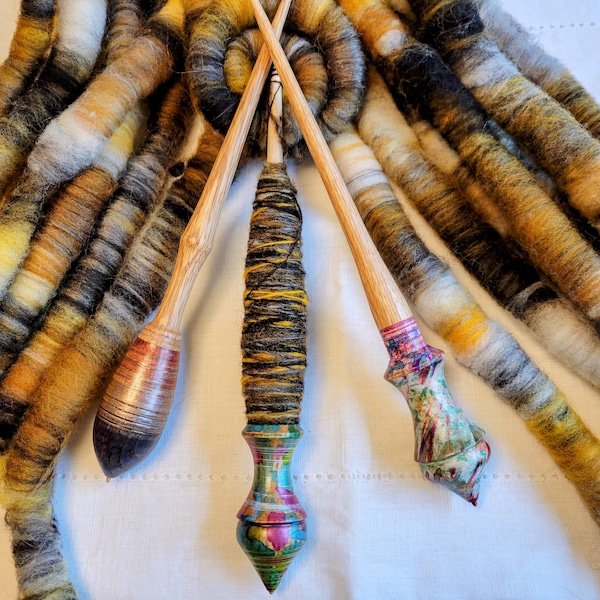 Natural Tip Tibetan Supported Spindle, Dyed Oak, Yarn Spindles, 37 ...
