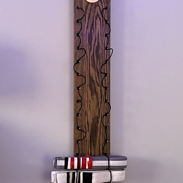 Martial Arts Belt Display Oak Pine Wall Hanging Belt Rack Organizer ...