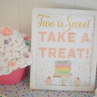 Two is Sweet Take a Treat Sign, Two Sweet Birthday Sign, Two Sweet ...