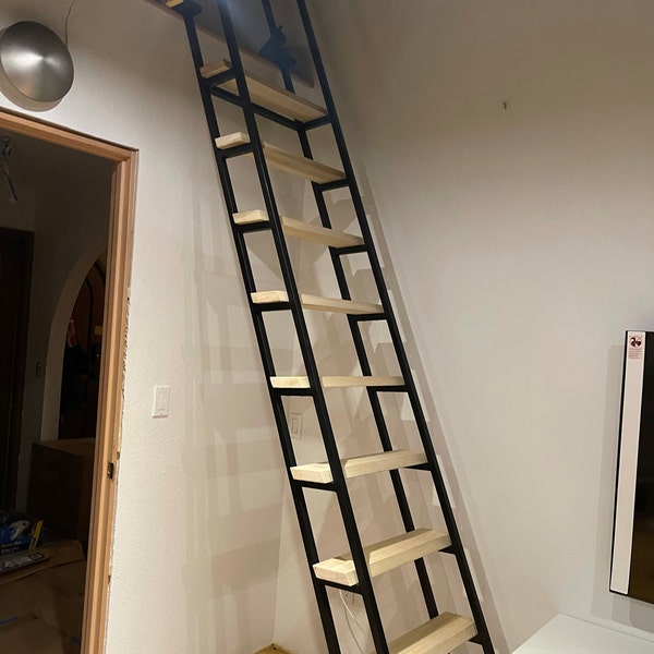 9ft Retractable Loft Ladder - Steel & Wood - Fully Finished - Custom ...
