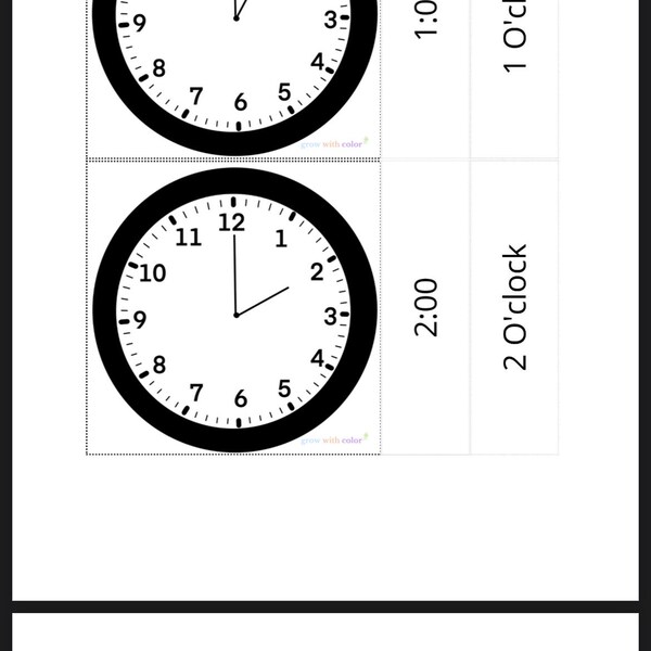 Montessori Clock Cards - Etsy