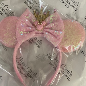 Pink Mickey Ears With Gold Crown, Mickey Ears, Minnie Ears, Princess ...