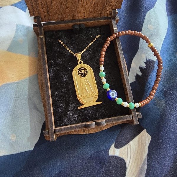 Custom Made Egyptian God Thoth Cartouche Necklace, Egyptian Jewelry ...