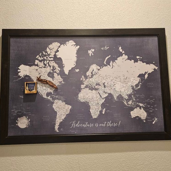 Magnetic Travel Tracker World Map: Personalized Push Pin Board - Etsy