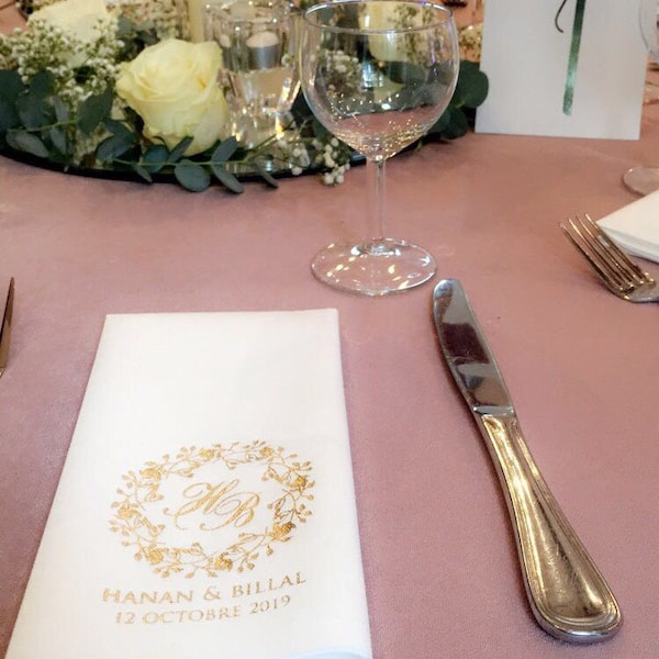 Personalized Napkins, Soft Linen Like Napkins Disposable, Gold Foil, Personalized Napkins ...