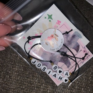 Custom Beaded Letter Name Friendship Bracelet Minimalistic Elastic ...