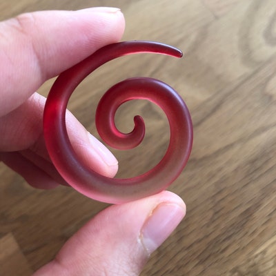 Pairs Red Spiral Earring Plugs/acrylic Hanging Tapers/plug Gauges/ear ...
