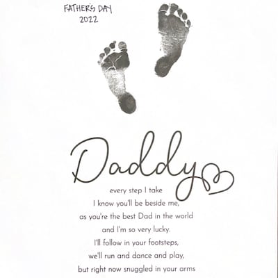 Daddy Footprint Poem Following in Your Footsteps Fathers Day Birthday ...