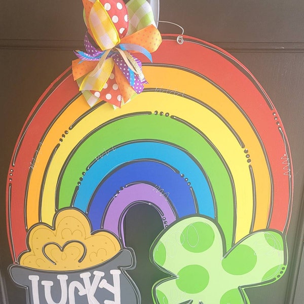Rainbow Door Hanger, St Patrick’s Day Door Hanger, Lucky Door Hanger ...