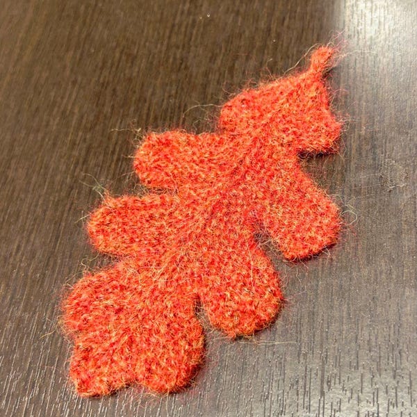 Knitting Pattern Oak Leaf Ornament Knitted Oak Leaves Burnt Orange ...