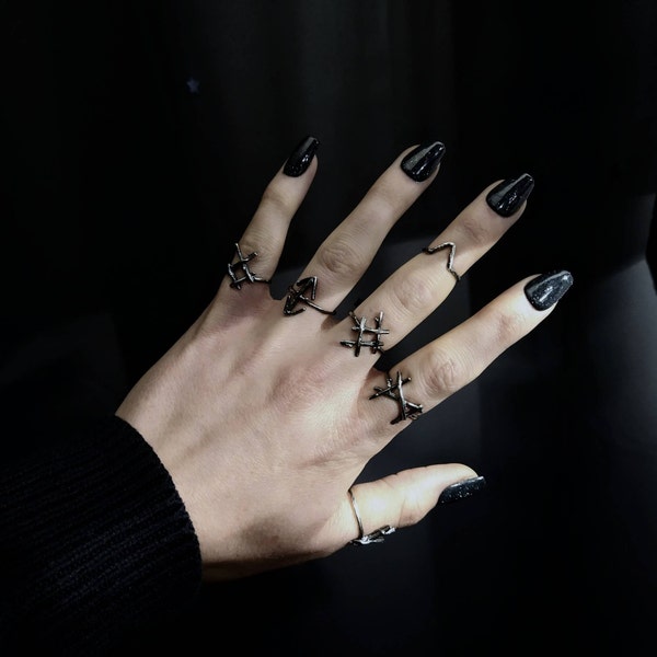 Rune Rings, Set of 6, Sterling Silver Twig Rings - Joanna Szkiela X ...