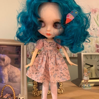 Doll Clothes for Blythe, Blythe Victorian Dress, Blue One Piece Dress ...