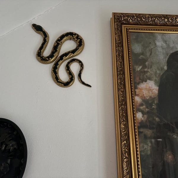 Gold Snake Wall Hanging, Snake Wall Art, Alt Home Decor, Unusual Gift ...
