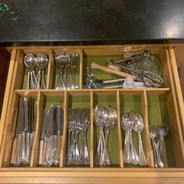 Drawer Organiser Oak Kitchen Cutlery Tray Kitchen Farmhouse Cutlery ...