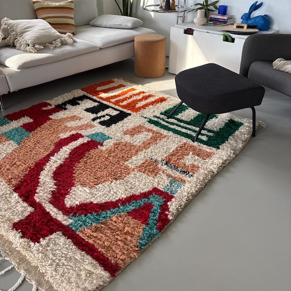 COLORFUL MOROCCAN RUNNER, Beni Ourain Rug, Narrow Rug Runner, Aesthetic ...