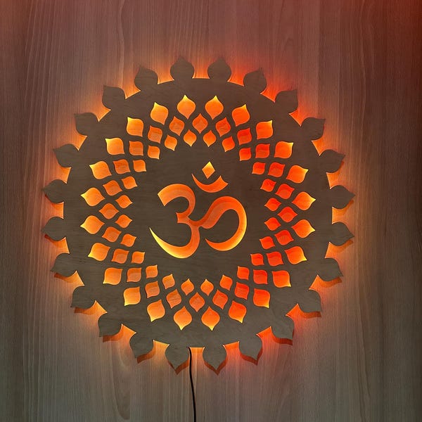 Om Led Light, Mandala Led Wall Art Decor, Mandala Light Sign, Om Symbol ...