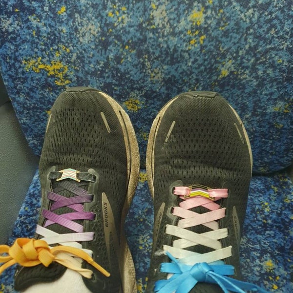 Trans Lace Locks — Small Subtle Gay Pride Shoelace Enamel Badge Shoe ...
