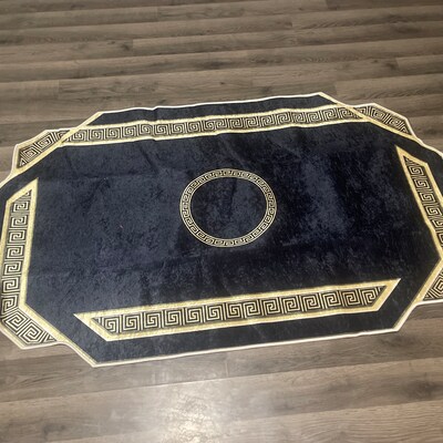 Gold Fur Carpet, Beige With Gold Feather Rug, Leather Sole Rug, Faux ...