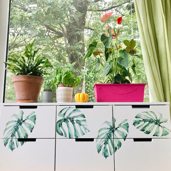 Large Watercolor Monstera Wall Decals, Jungle Theme Decor, Monstera ...