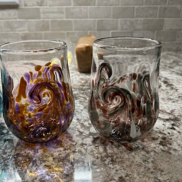 Glass Hand Blown Wine Glass Water Glass New Glass Handblown Glass Handmade Glass Twisty