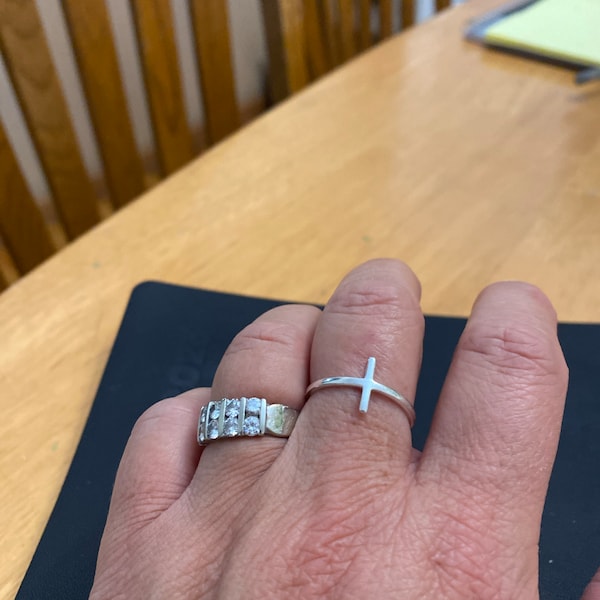 Sterling Silver Cross Ring, Purity Ring for Women Christian, Dainty ...
